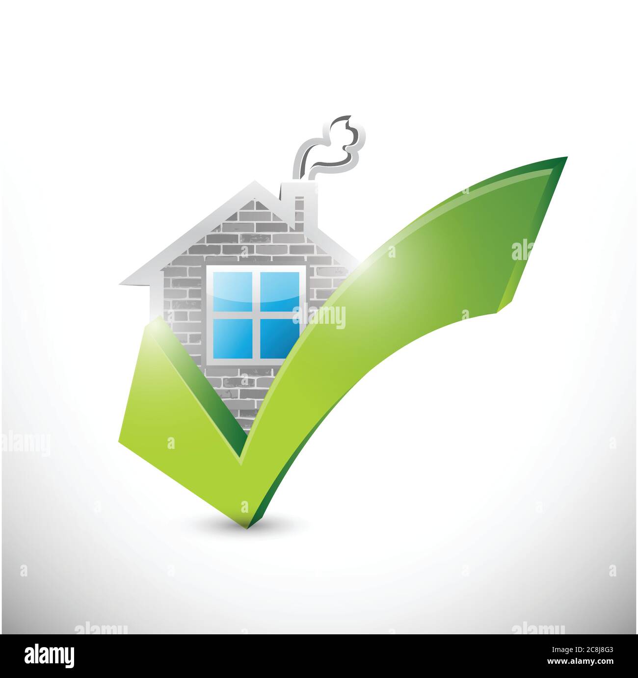 House and check mark illustration design over a white background Stock ...