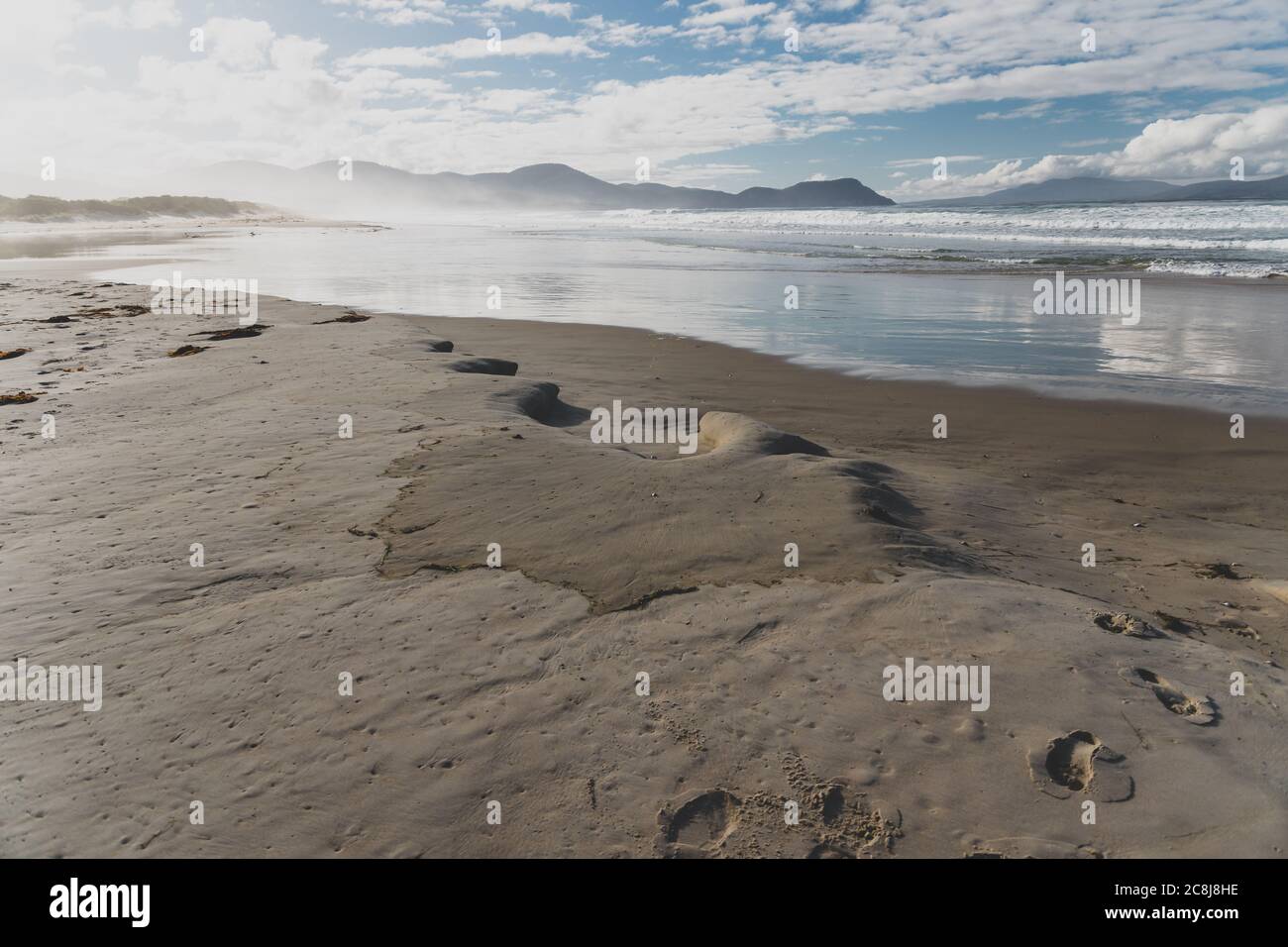 pristine untouched Australian beach in Marion Bay in Tasmania with no ...