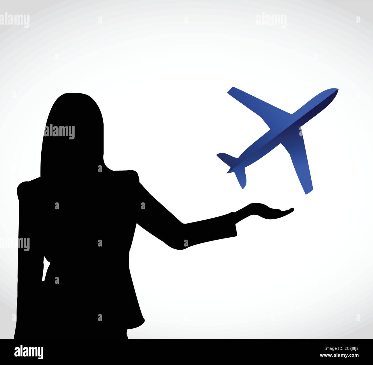 Female and airplane illustration design over a white background Stock ...