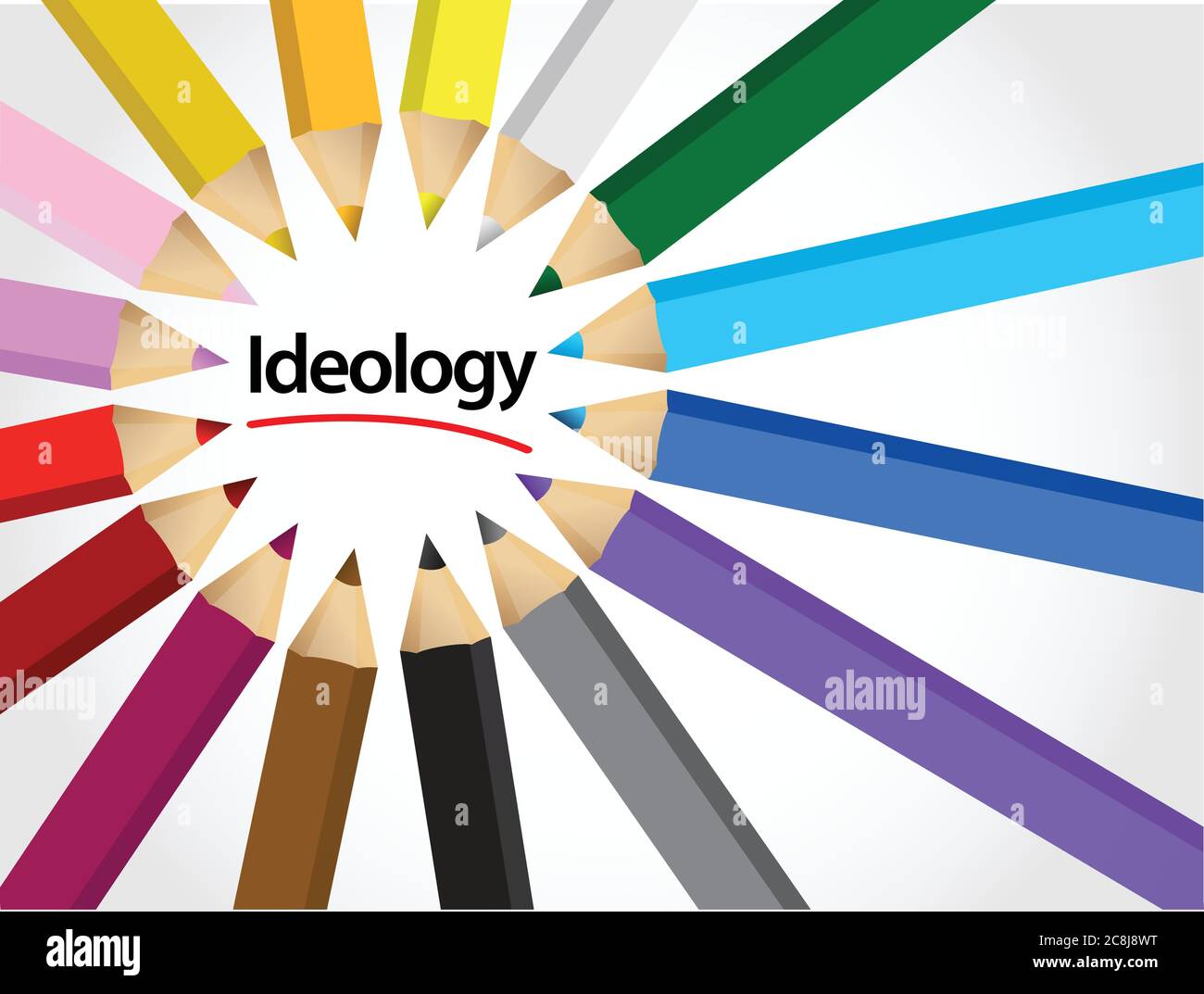 Ideology sign color pencils illustration design over white Stock Vector ...