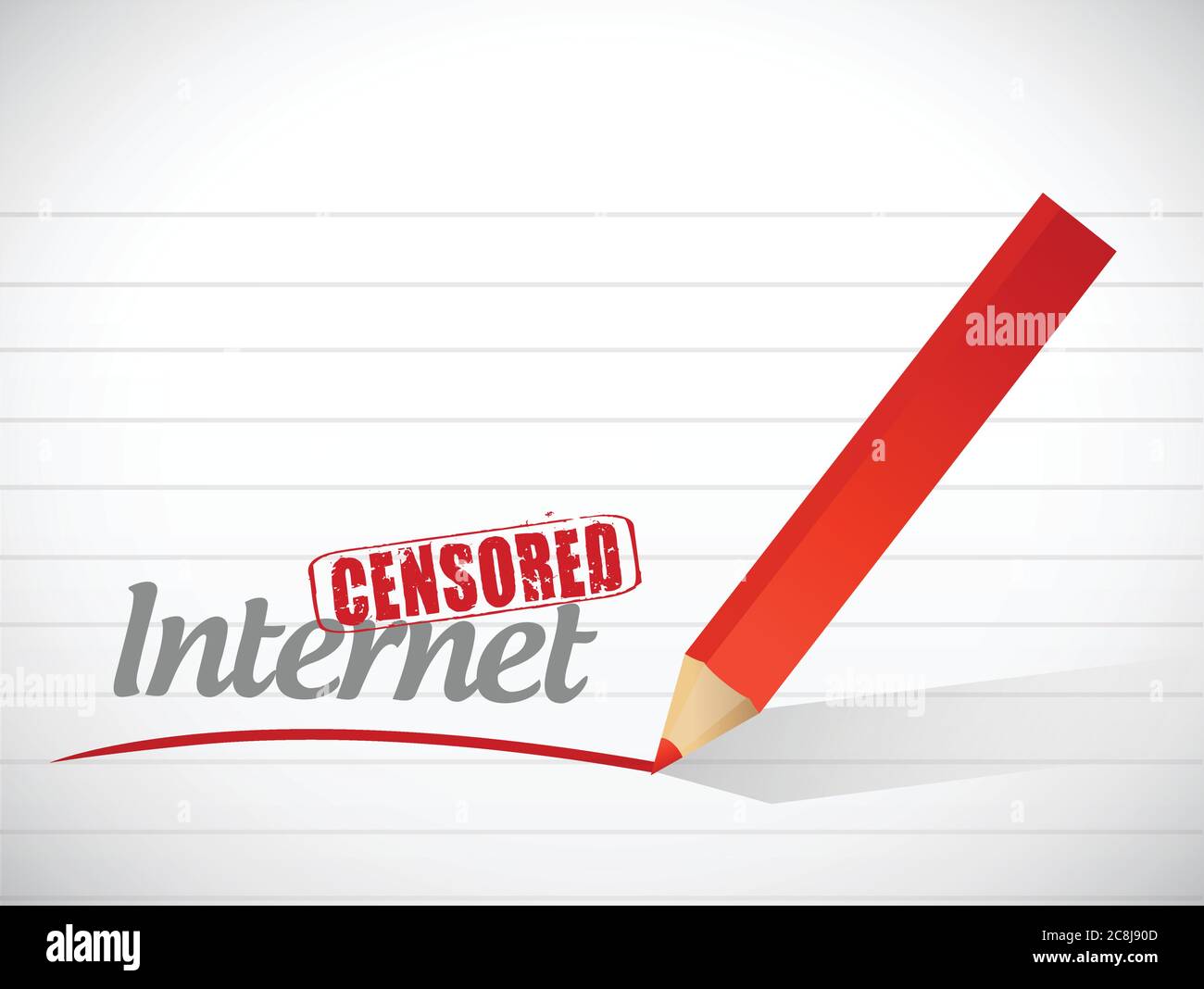 Internet censored sign message illustration design over a white ...