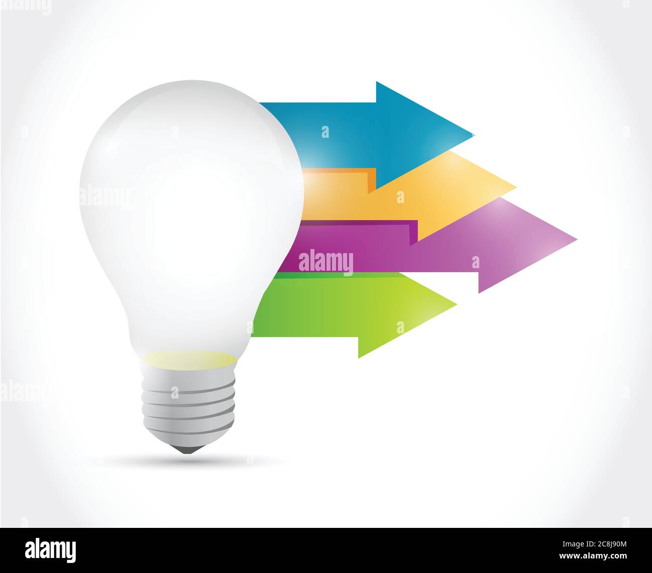 Light bulb and arrow illustration over a white background Stock Vector ...