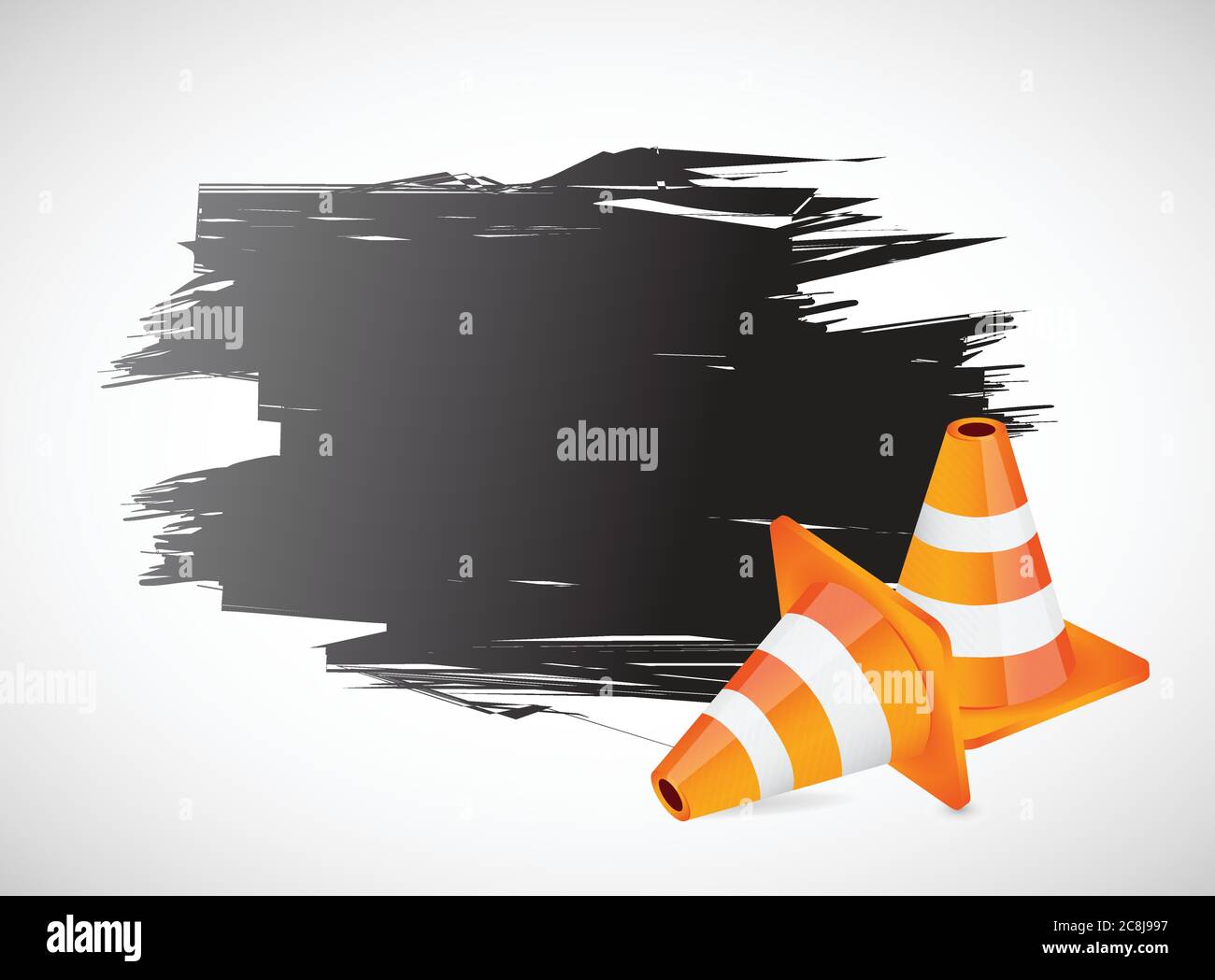 Ink banner and construction cones. illustration banner over white Stock ...
