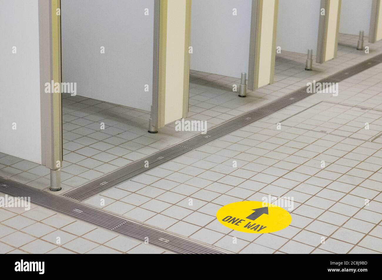 General view of a one way system in the changing rooms at the London ...