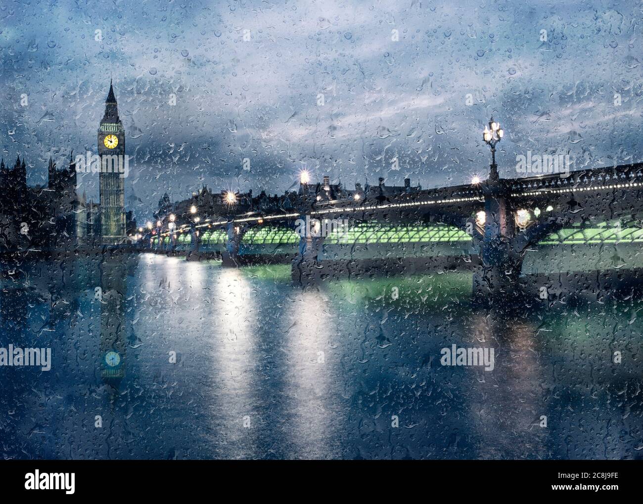 London capital in the rain at night Stock Photo - Alamy