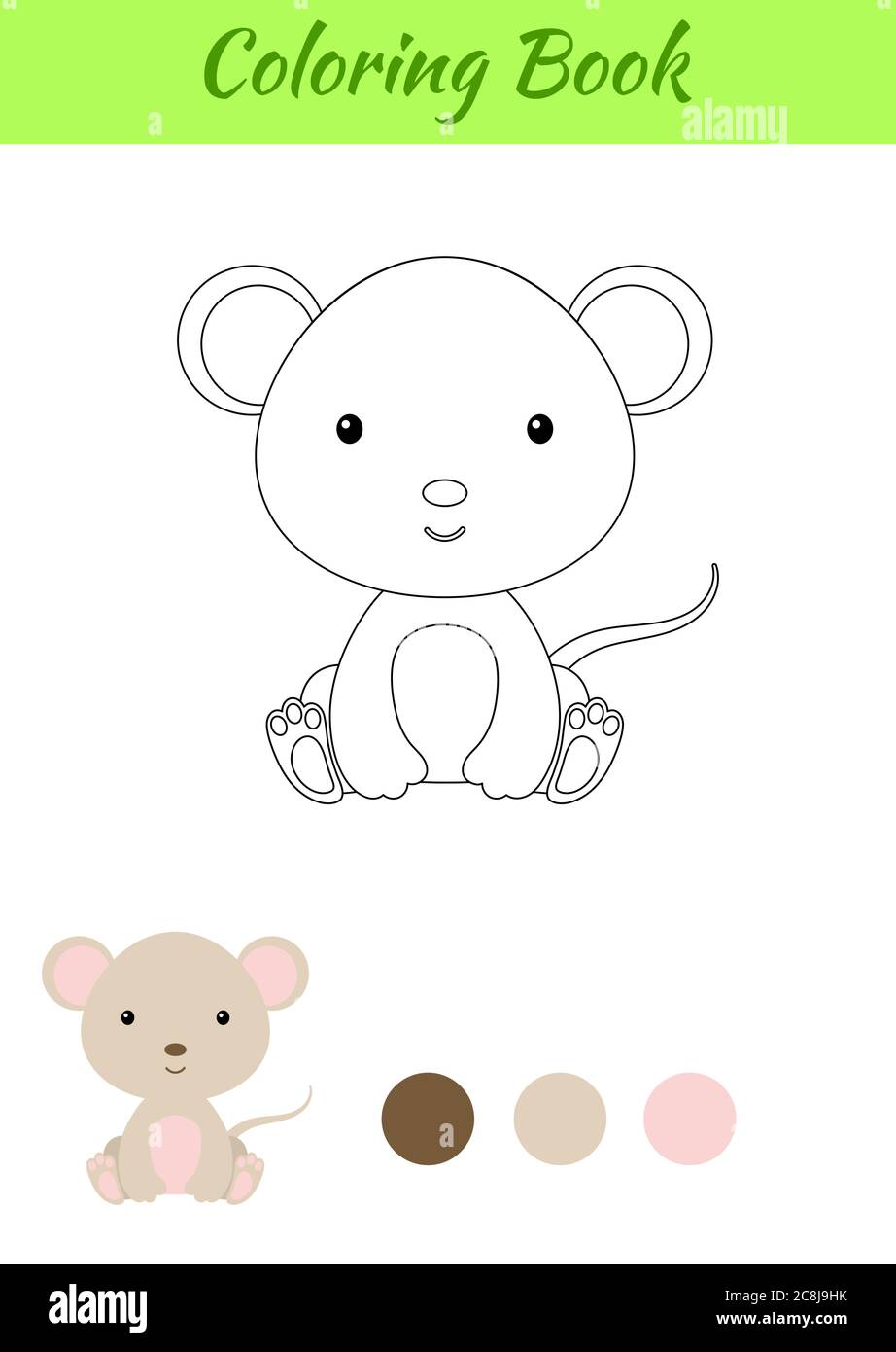 Coloring page little sitting baby mouse. Coloring book for kids ...