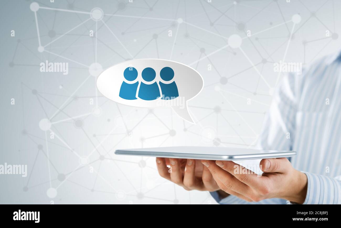 Man presenting interface application Stock Photo - Alamy