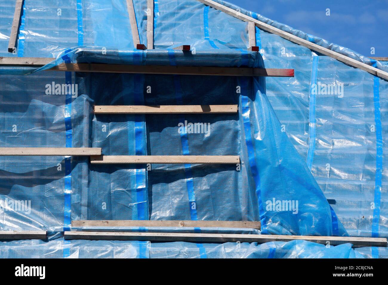 Roof windows, Building site, Roof, Roof renovation, Blue cover Stock ...