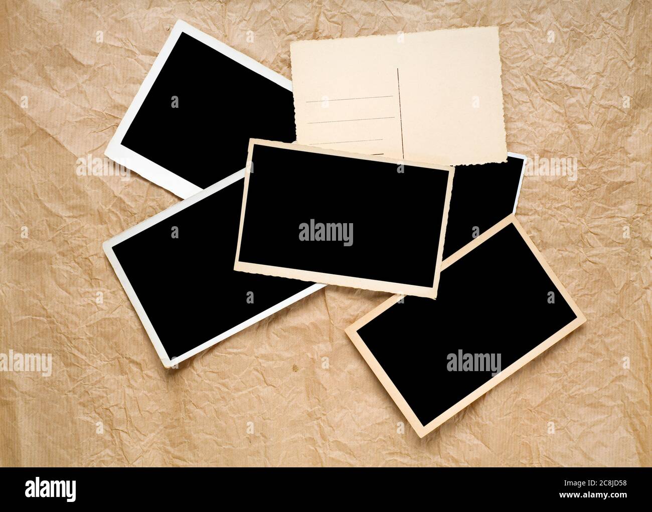 Empty vintage photograph prints,empty picture frames, grungy and old ...