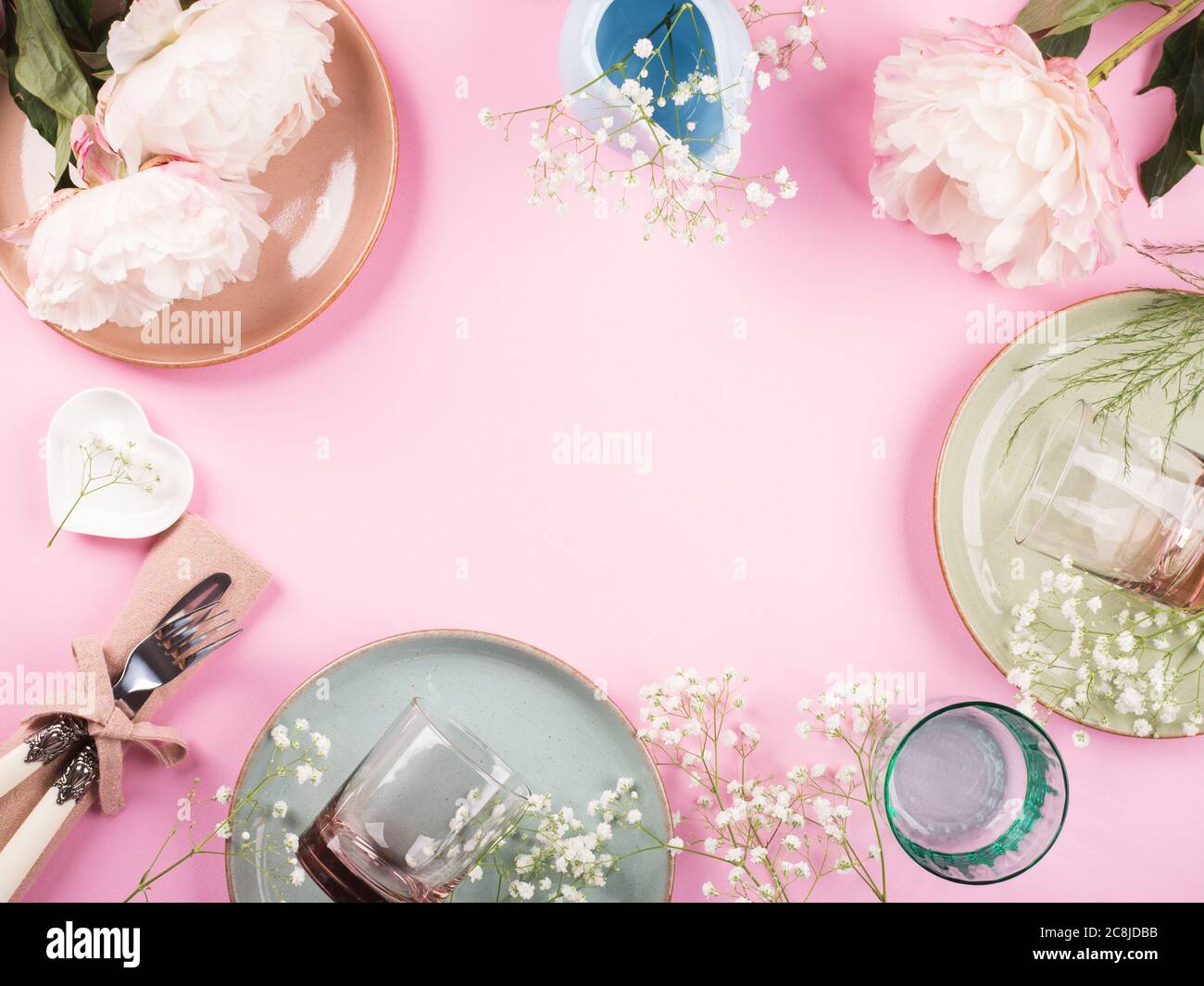 Pastel color crockery tableware concept Stock Photo - Alamy