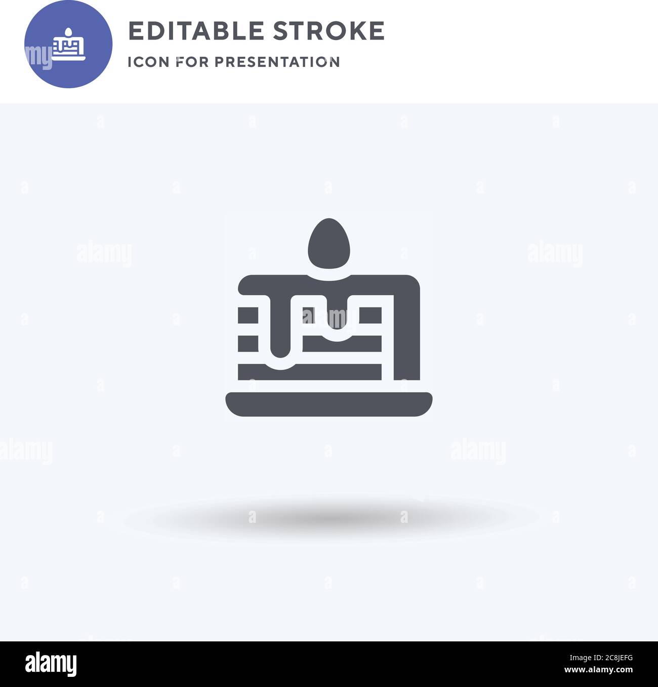 Cake icon vector, filled flat sign, solid pictogram isolated on white ...