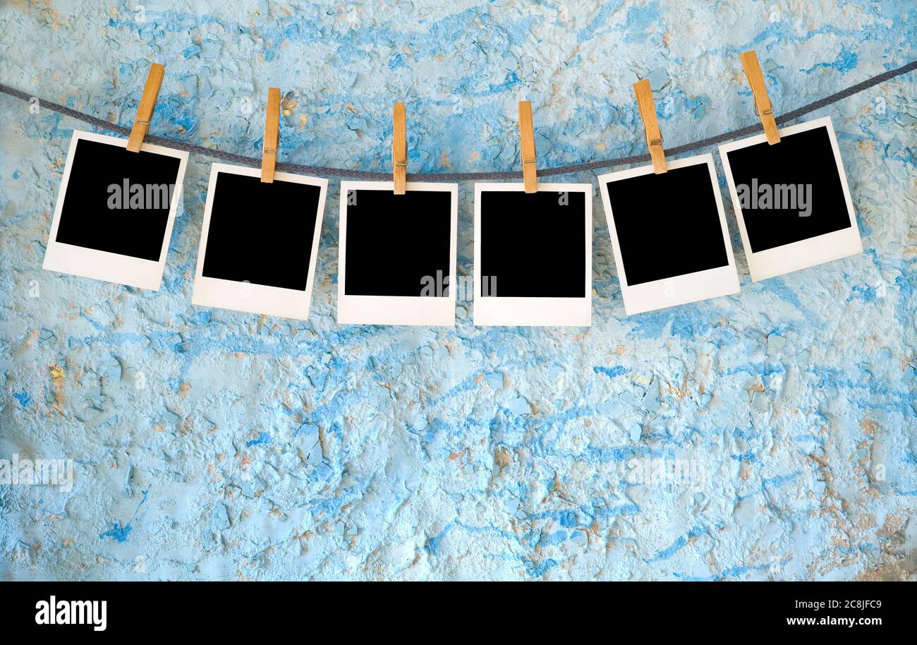 Empty vintage photograph prints,empty picture frames, grungy and old ...