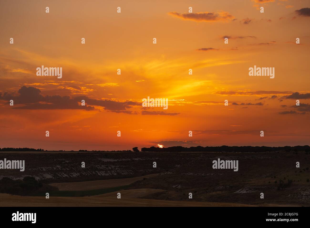 summer sunset orange color night Stock Photo - Alamy