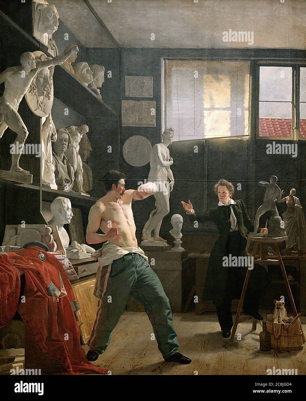 Bendz Vilhelm - Sculptor Christen Christensen in His Studio - Danish ...