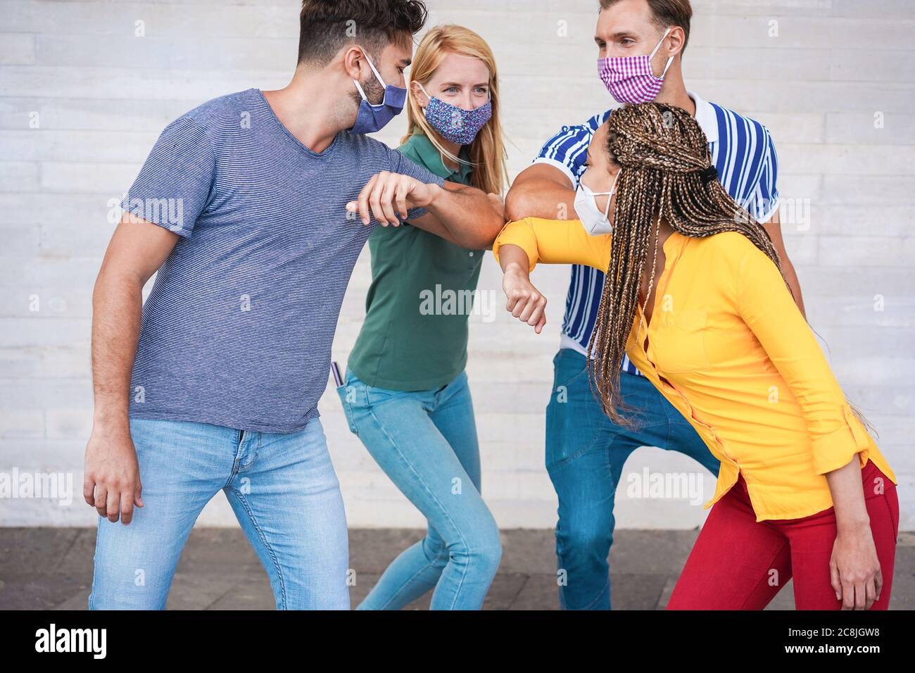 Meeting friends hug hi-res stock photography and images - Alamy