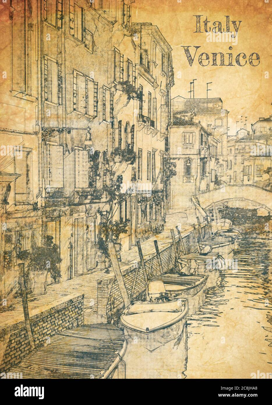 Vintage paper gondola in venice hi-res stock photography and images - Alamy