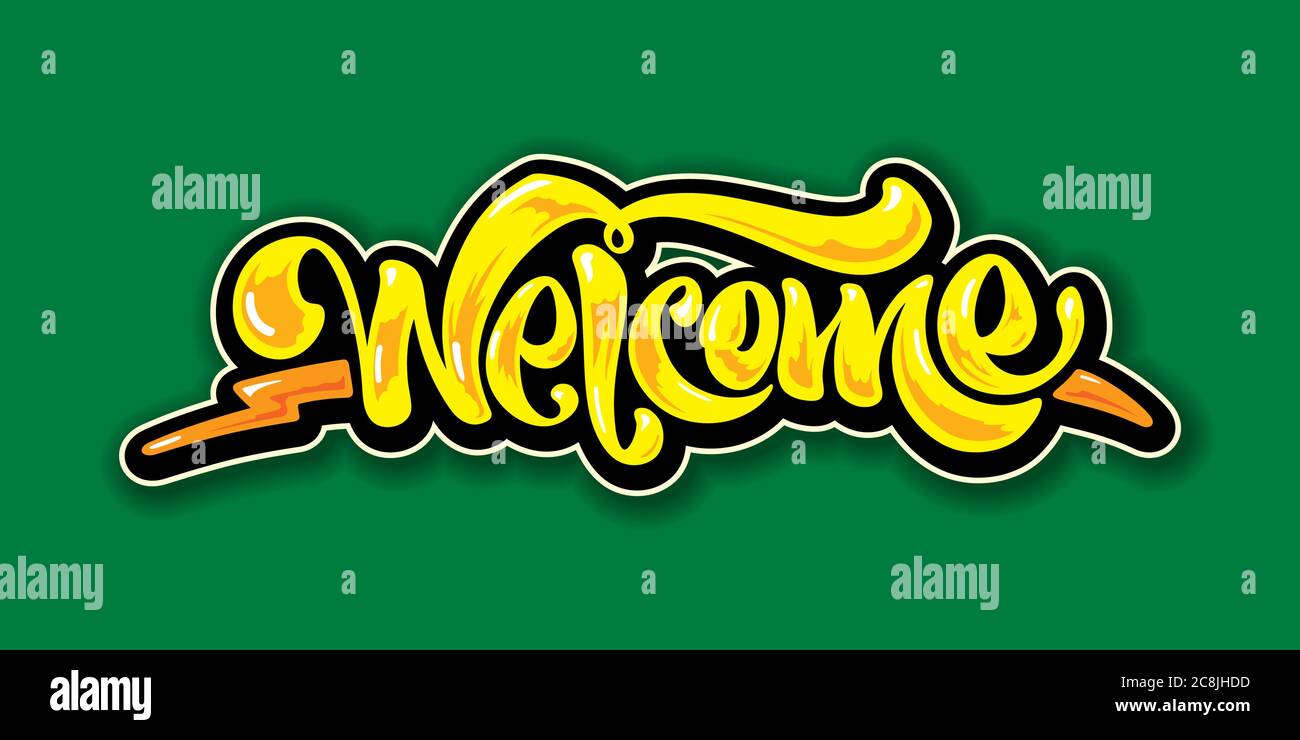 Welcome lettering text. Modern calligraphy style illustration. Drawn ...
