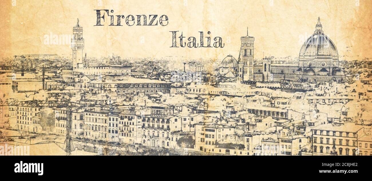 Florence city sketch hi-res stock photography and images - Alamy