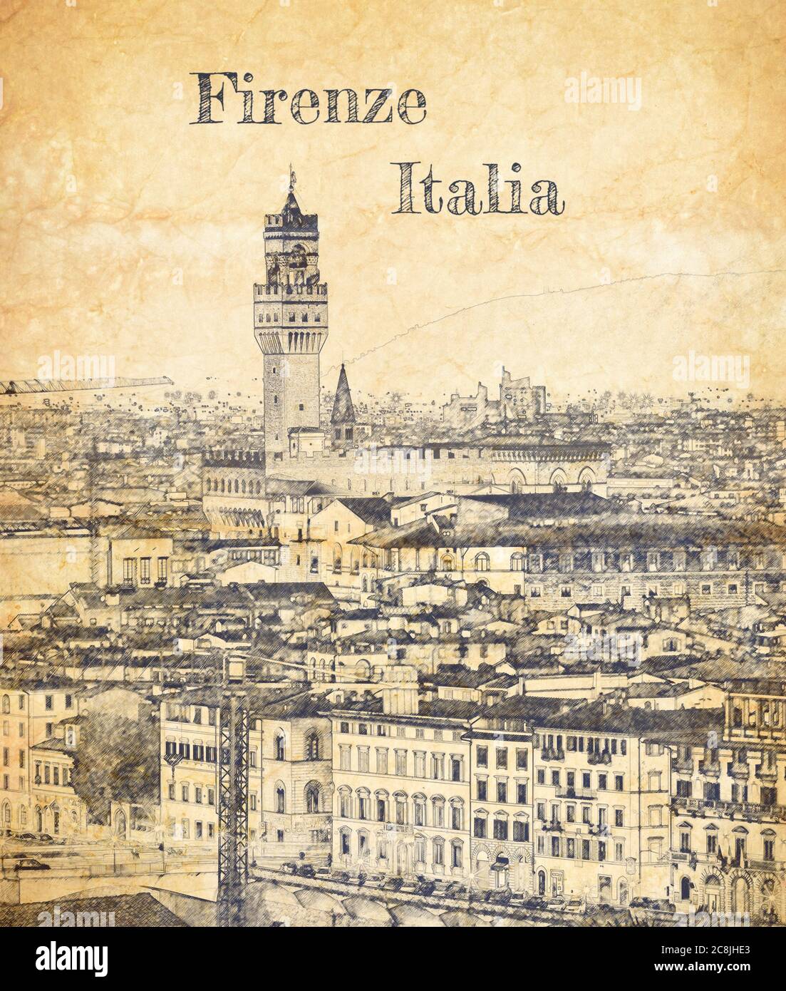 Florence city sketch hi-res stock photography and images - Alamy