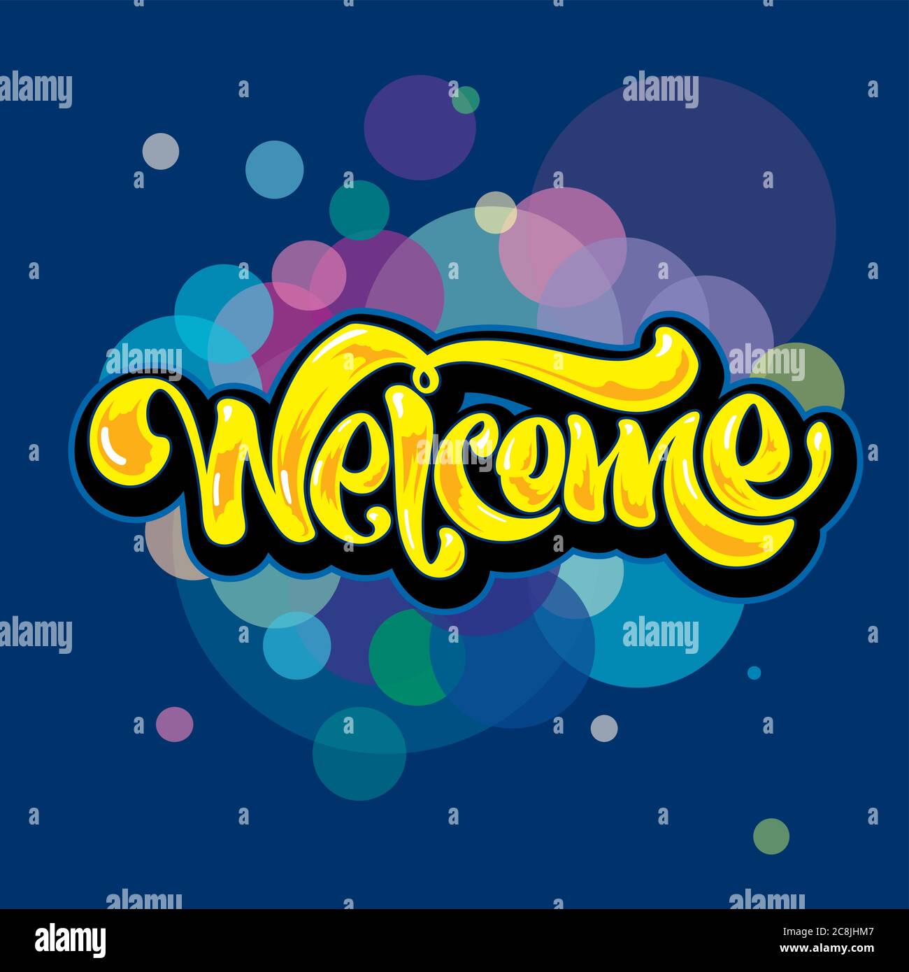 Welcome lettering text. Modern calligraphy style illustration. Drawn ...