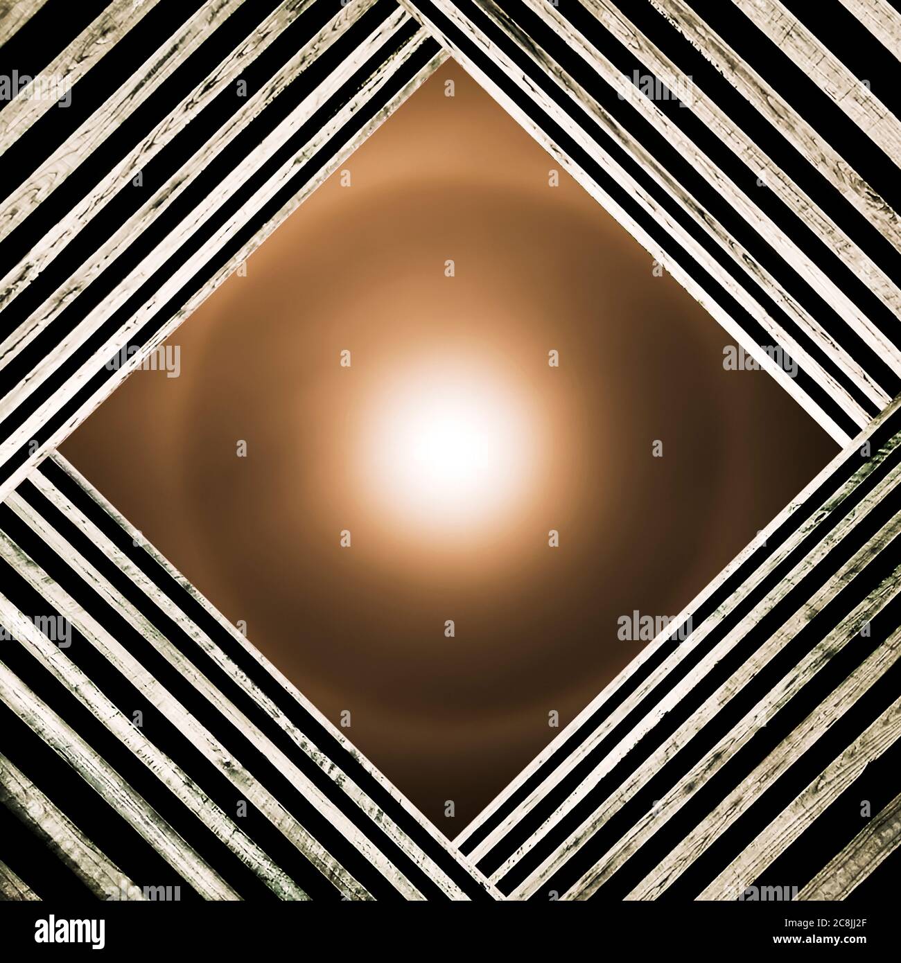 Star inside a square-shaped white wooden building Stock Photo - Alamy