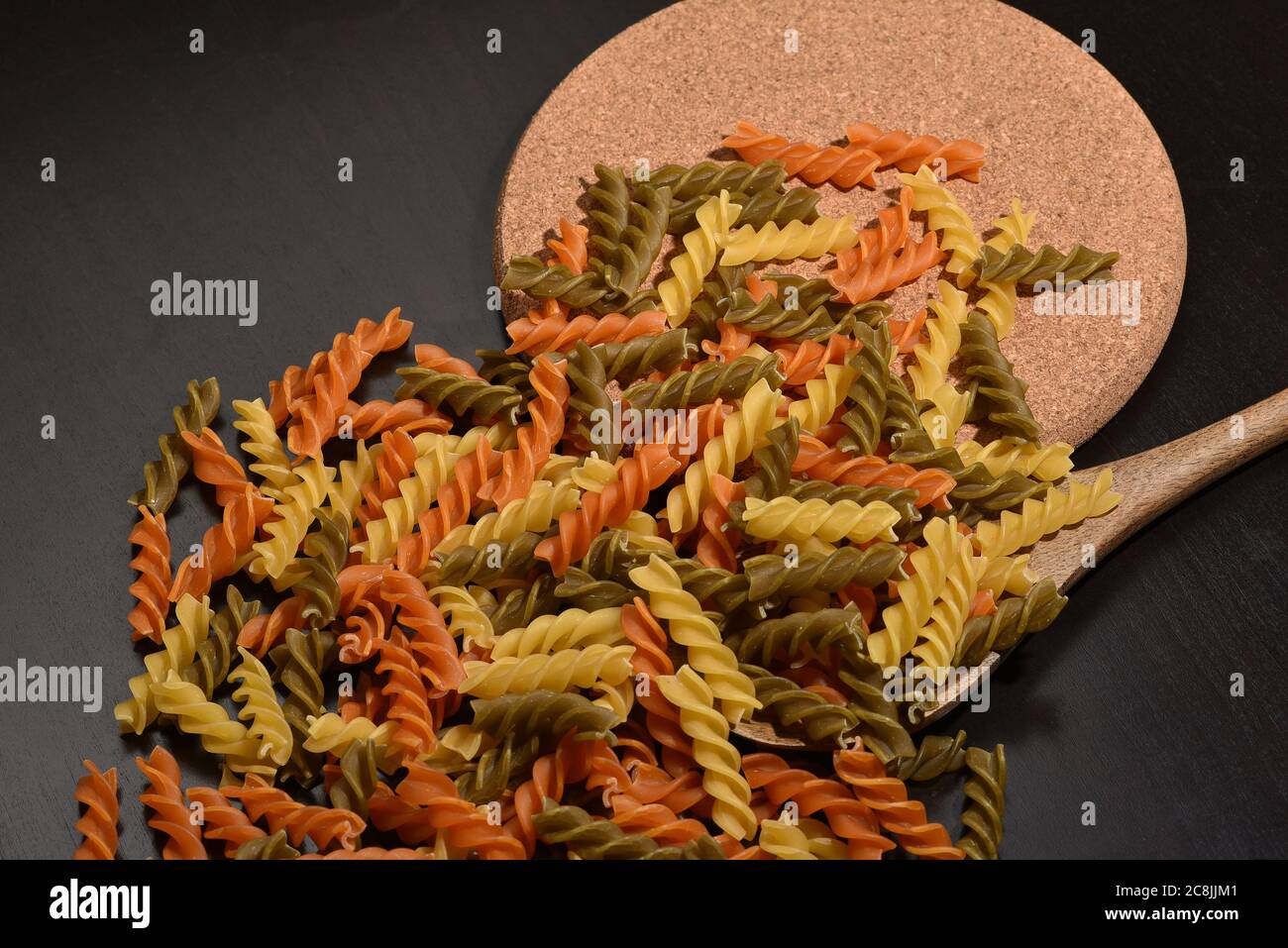 Three Colors Rotini Pasta. Twisted colored pasta in Italy Stock Photo ...
