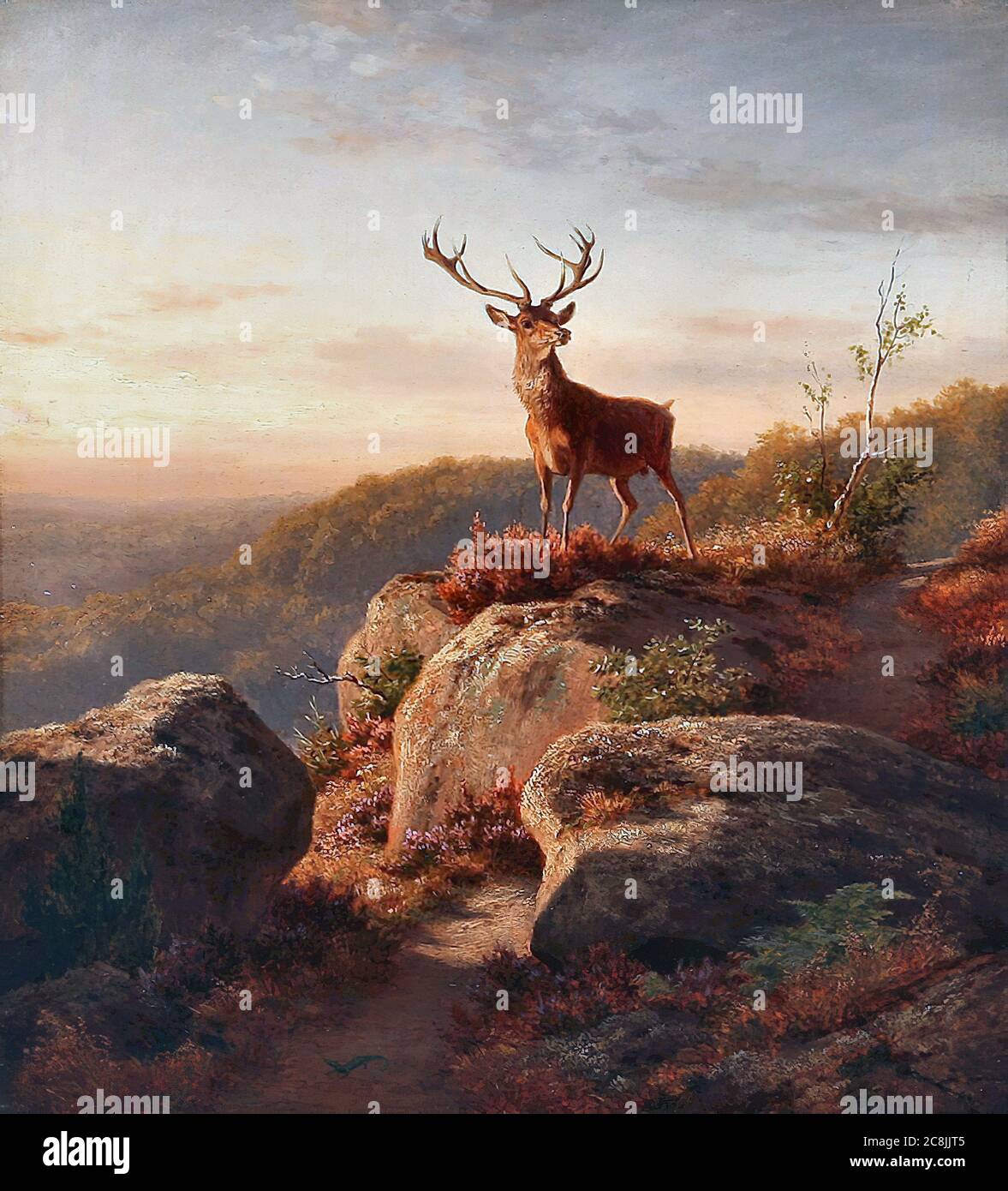 Bogh Carl Henrik - Stag in a Landscape - Danish School - 19th and Early ...