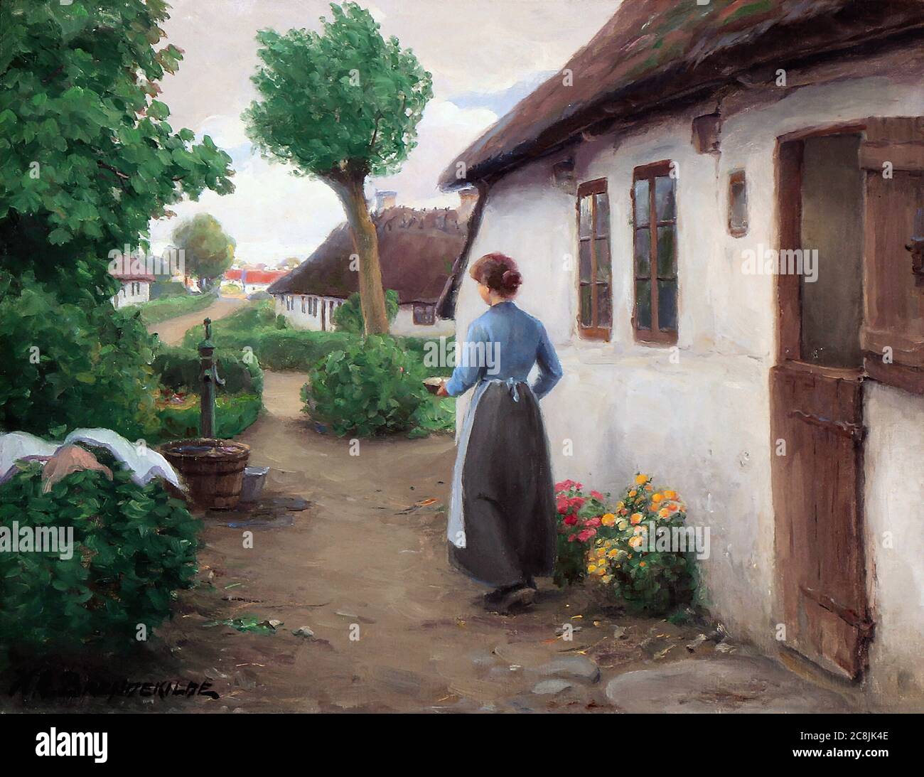 Brendekilde Hans Andersen - a Young Woman Doing the Laundry - Danish ...