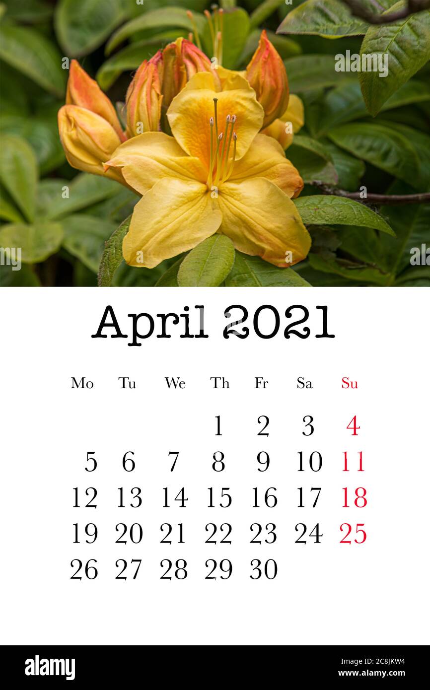 Calendar card for the month of April 2021 Stock Photo - Alamy
