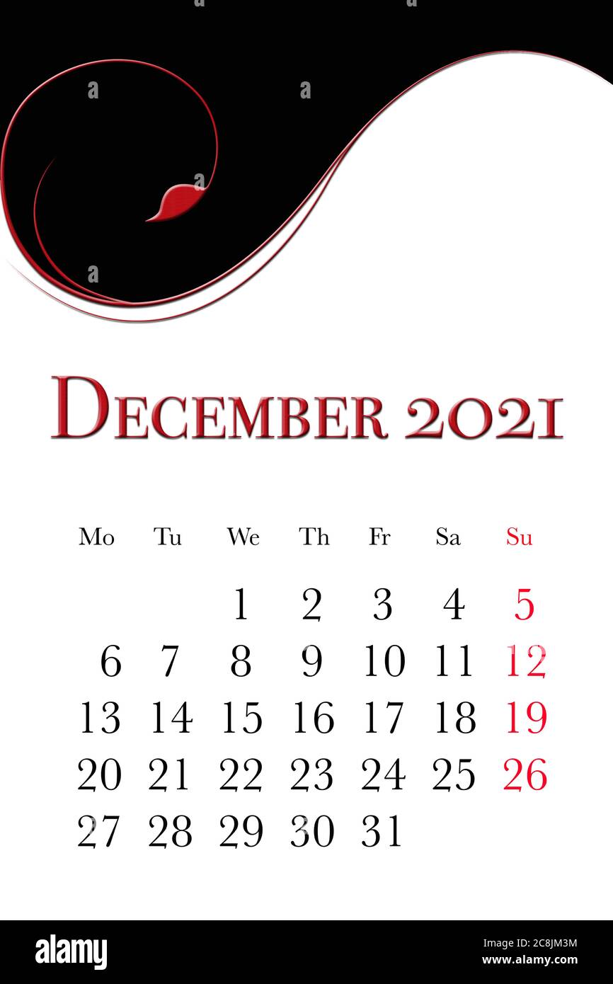 December 2021 calendar hi-res stock photography and images - Alamy