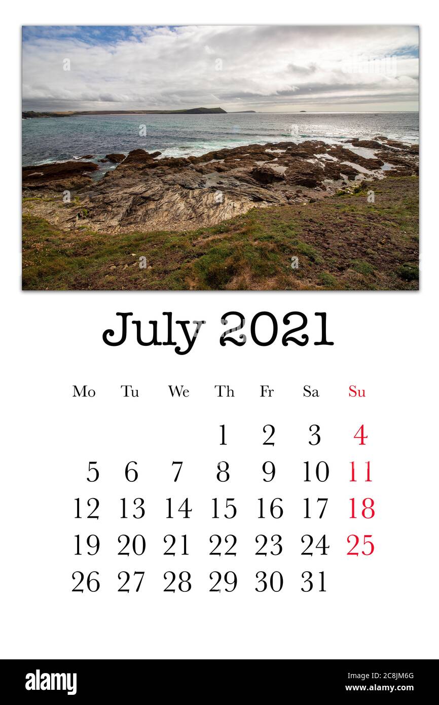 Calendar card for the month of July 2021 Stock Photo - Alamy