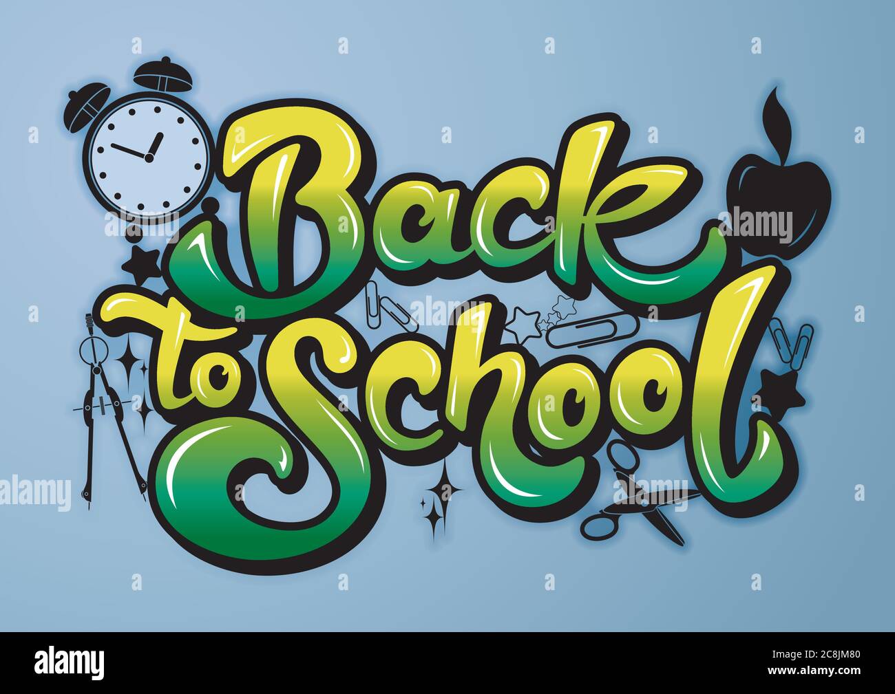 Back to School. Beautiful greeting card poster with calligraphy text ...