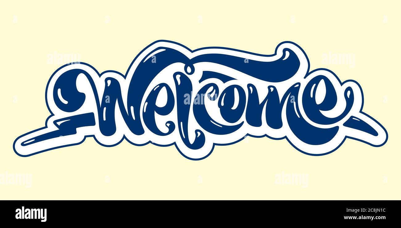 Welcome Brush Lettering Card Calligraphy High Resolution Stock ...