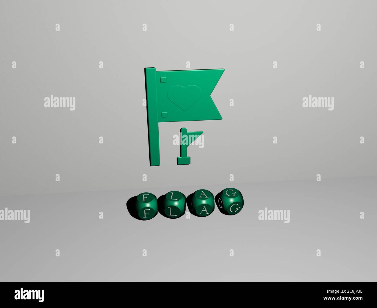 3D graphical image of FLAG vertically along with text built by metallic ...