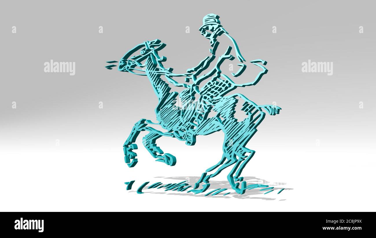 HORSE RIDDING DRAWING from a perspective with the shadow. A thick ...