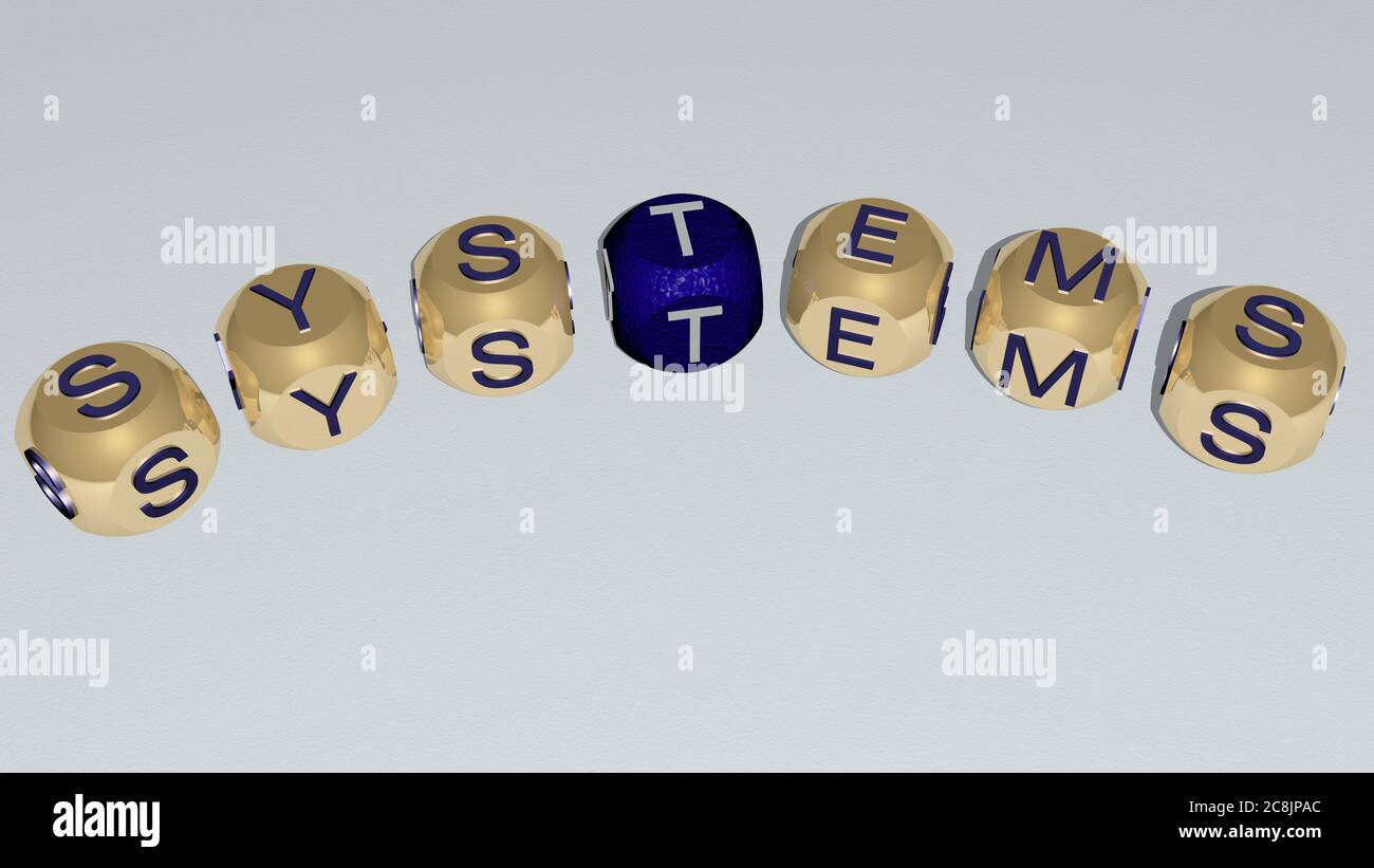 combination of systems built by cubic letters from the top perspective ...