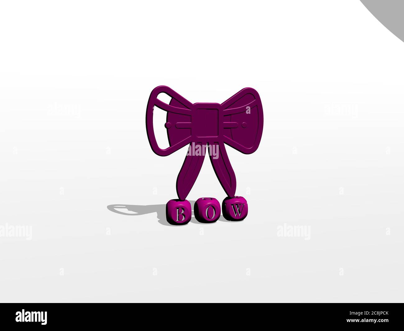 3D graphical image of bow vertically along with text built by metallic ...