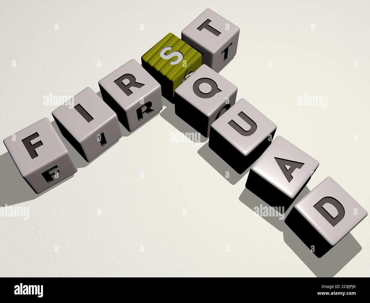 combination of first squad built by cubic letters from the top ...