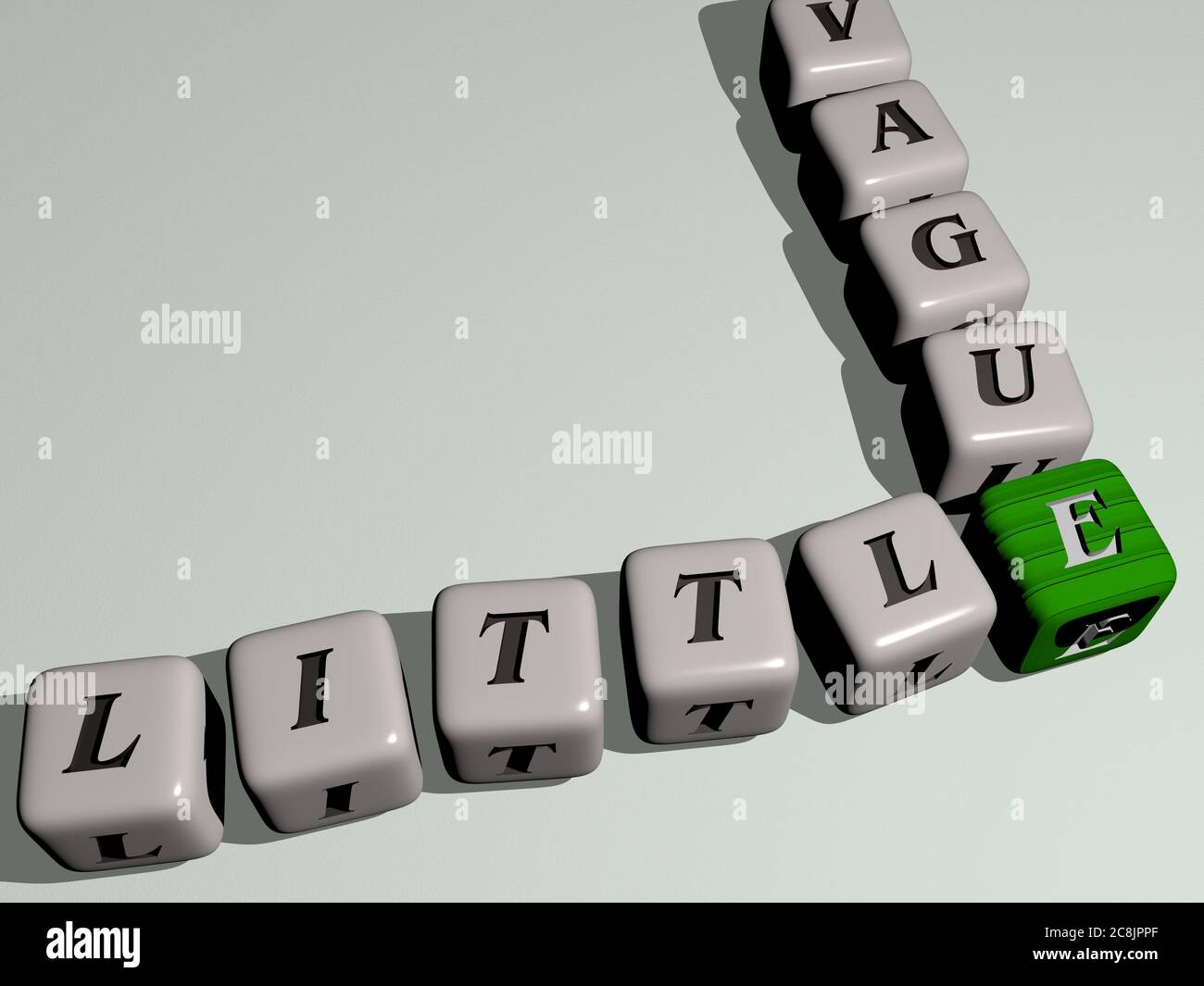 crosswords of LITTLE VAGUE arranged by cubic letters on a mirror floor ...