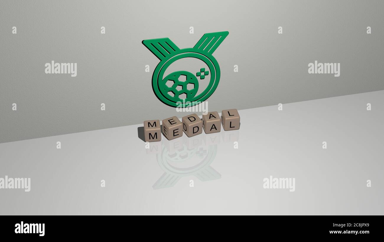 3D representation of MEDAL with icon on the wall and text arranged by ...