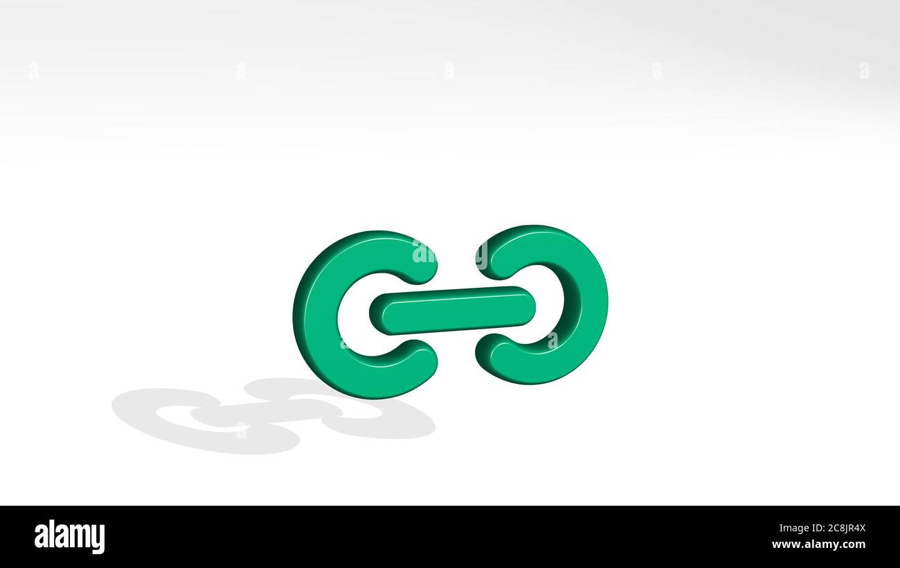 HYPERLINK made by 3D illustration of a shiny metallic sculpture with ...