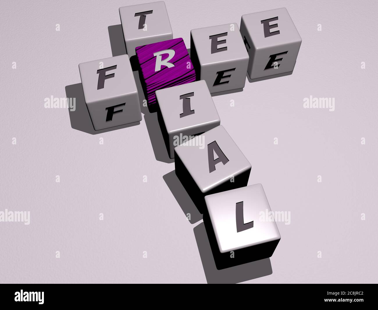 marketing sales: FREE TRIAL combined by dice letters and color crossing ...
