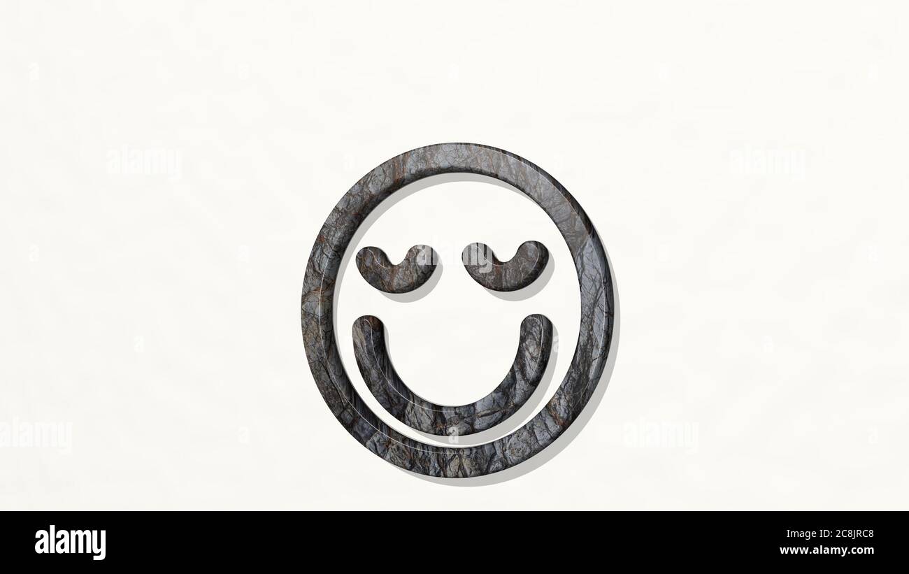 SMILEY SMILE from a perspective on the wall. A thick sculpture made of ...