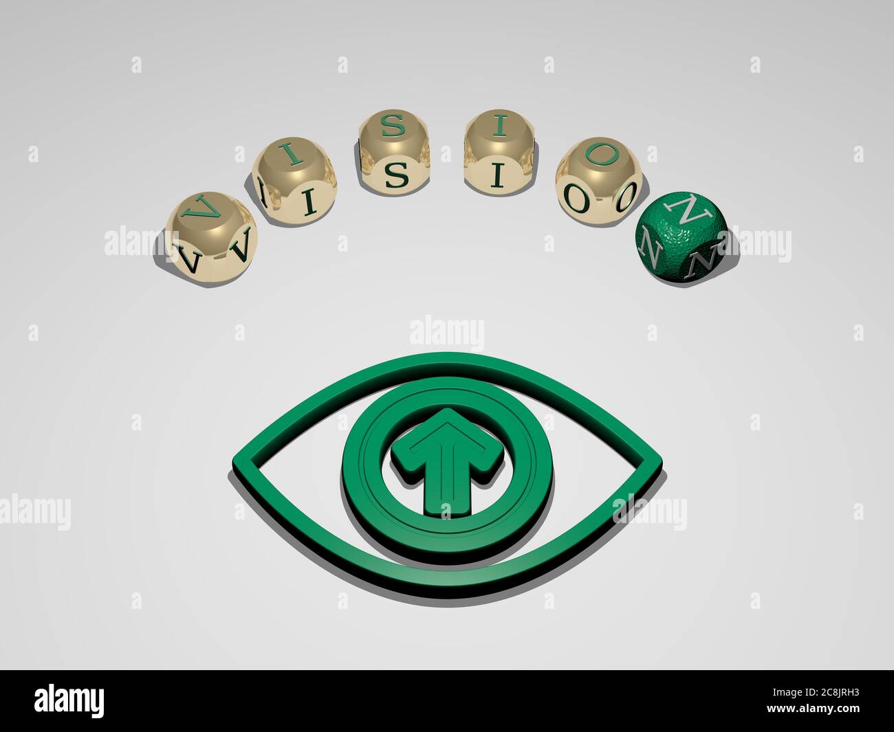 3D graphical image of VISION vertically along with text built around ...