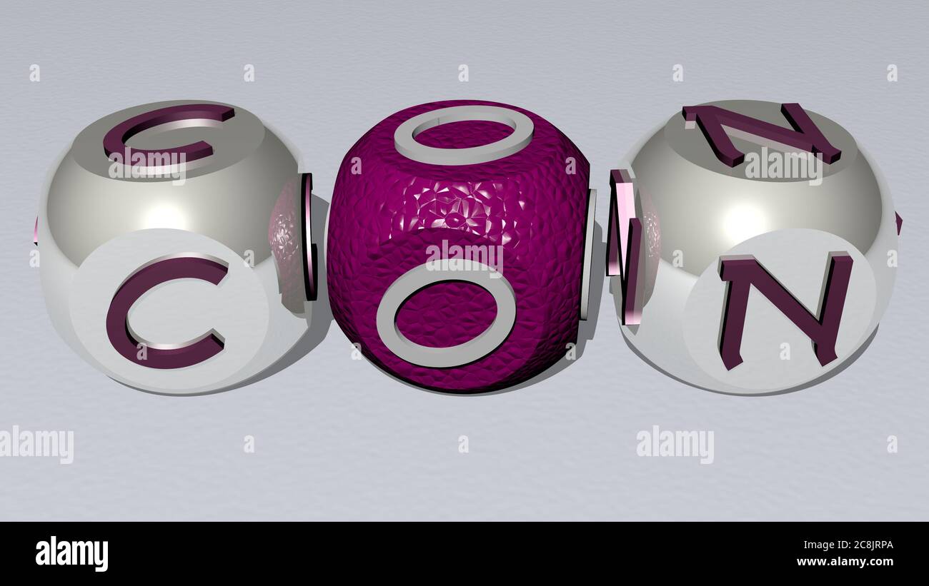 combination of con built by cubic letters from the top perspective ...