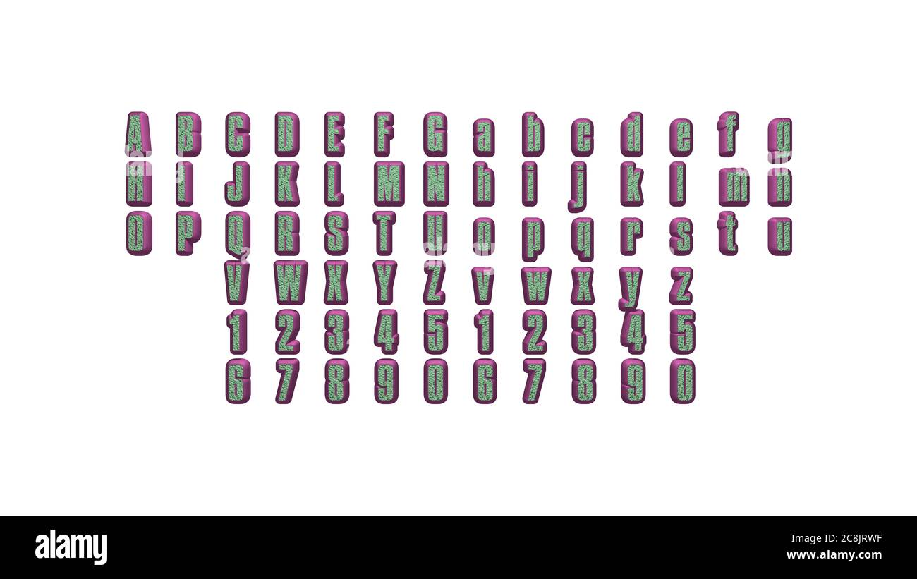 Full set of English alphabets in 3D illustrations which matching ...