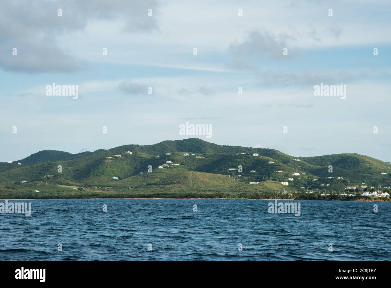 Christiansted, St. Croix, VI-October 19,2019: Coastal housing with ...