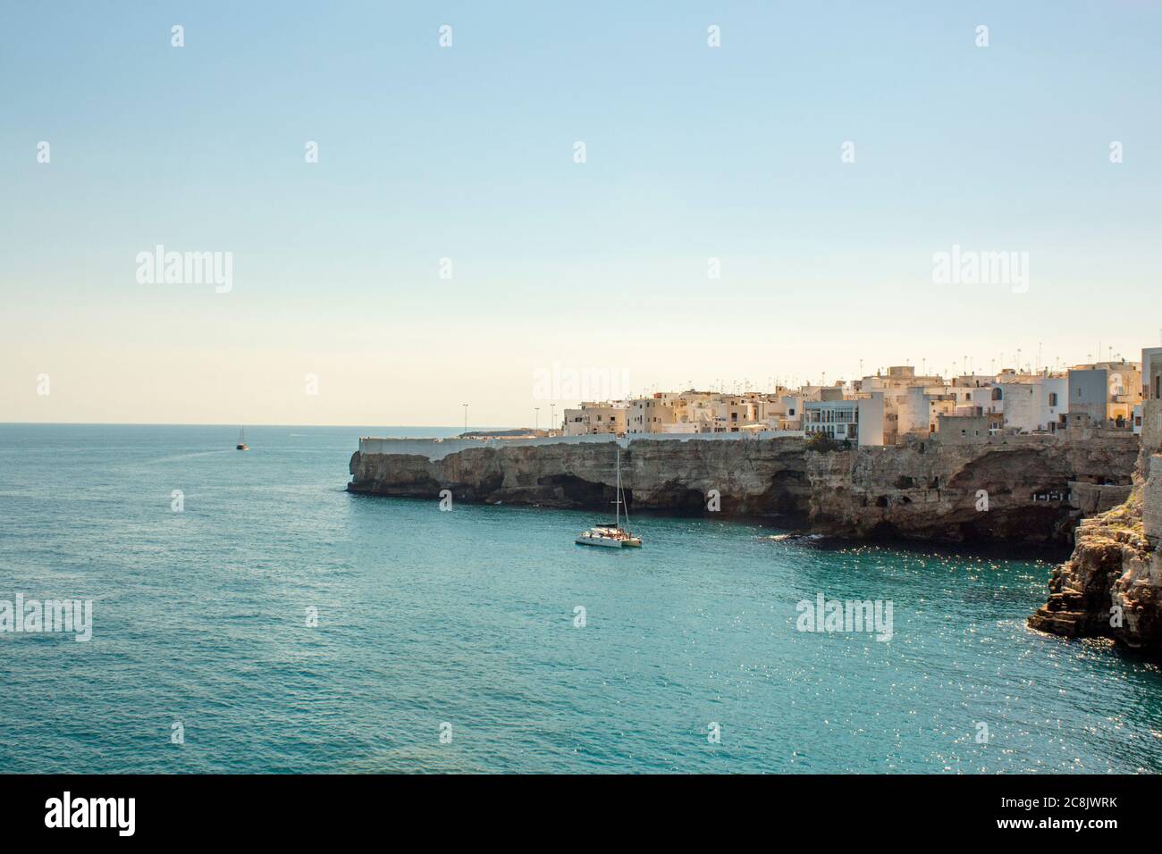 Summer in Polignano a mare. View of Puglia' sea, near Bari. It is a ...