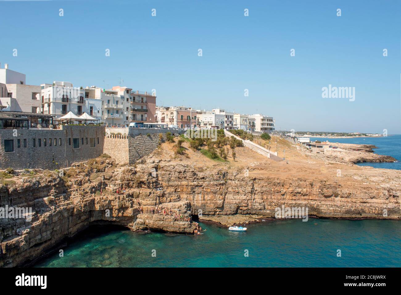 Summer in Polignano a mare. View of Puglia' sea, near Bari. It is a ...