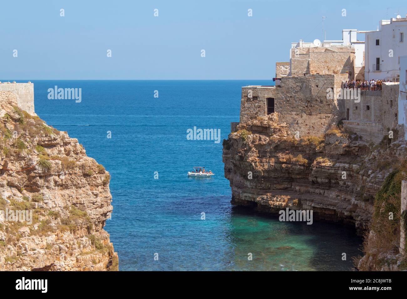 Summer in Polignano a mare. View of Puglia' sea, near Bari. It is a ...